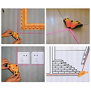 QWORK Right Angle - 90 Degree Horizontal & Vertical Laser Level Line Projection Square Level Laser with Two Suction Cups