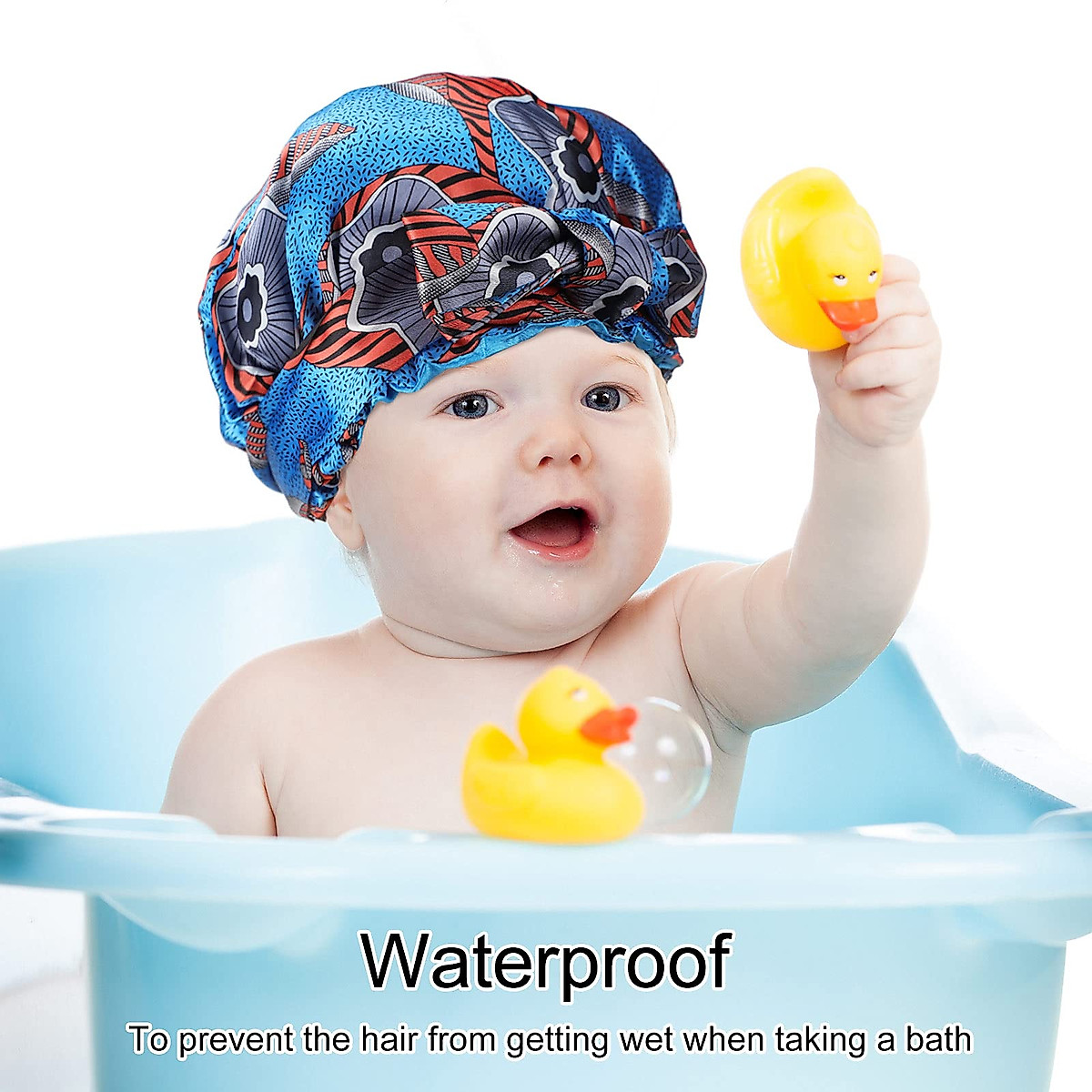 4 Pieces Kids Silk Bonnet Sleep Cap Adjustable Sleeping Cap Satin Hair Bonnet Hat Flower Night Hat Bonnet with Ties for Hair Teens Toddler Child Baby Infant (African Print) Multicoloured