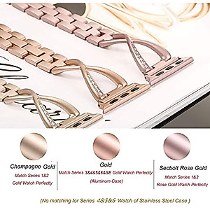 Secbolt Bands Compatible with Apple Watch Band 38mm 40mm 41mm Iwatch SE Series 8/7/6/5/4/3/2/1 Women Dressy Jewelry Stainless Steel Accessories Wristband Strap, Gold