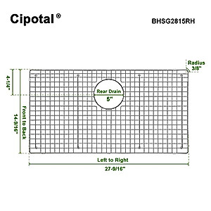 CIPOTAL 27.6 in. x 14.6 in. Rear Drain Kitchen Sink Protector with Supersoft Silicone Feet in 304 Grade Stainless Steel