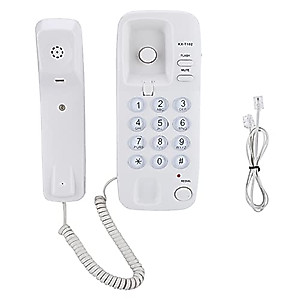Landline Telephone No Caller ID Small Line Powered Telephones for Bathroom, Hotel, Business, Office, Etc (White)