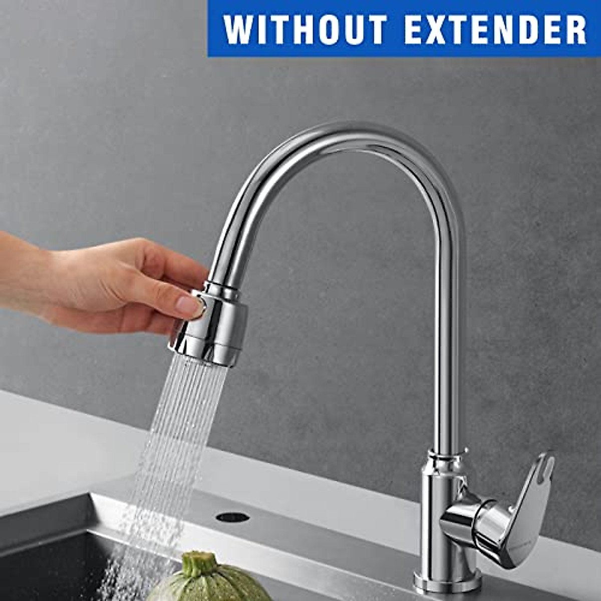 Kitchen Faucet Extender Movable 360° Rotatable Anti-Splash Water Saving Faucet Aerator, 2 Modes Adjustable Sink Sprayer, Kitchen Faucet Head Replacement, Bathroom Faucet, Polished Chrome