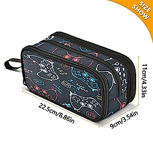 CHIFIGNO Large Capacity Funny Video Game Pencil Case for Girls Teen Boys Kids, Cosmetic Makeup Bag for Women Adults, School Office Supply Accessory Zipper Pouch