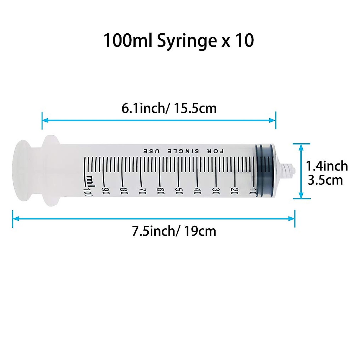 Shintop 100ml Syringe with 15G 1 Inch Blunt Tip Needles and Long Plastic Tubing for Glue Applicator, Experiments and Industrial Use (Pack of 3)