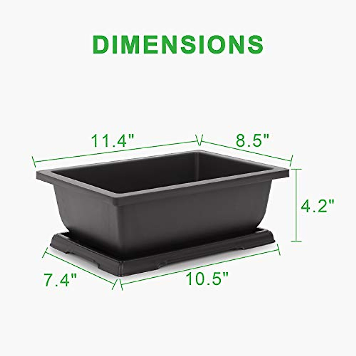 GROWNEER 3 Packs 11 Inches Bonsai Training Pots with 15 Pcs Plant Labels, Plastic Bonsai Plants Growing Pot for Garden, Yard, Office, Living Room, Balcony and More