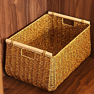 Environmentally PP Rattan Woven Basket Hand Woven Storage Basket Bedroom Living Room Storage Basket