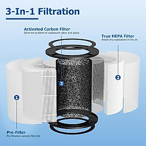 ROMON AP-T10FL Replacement Filter Compatible with Home-Dics AP-T10 AP-T10-WT AP-T10-BK Air Purifier, Part# AP-T10FL, 2 Pack, White