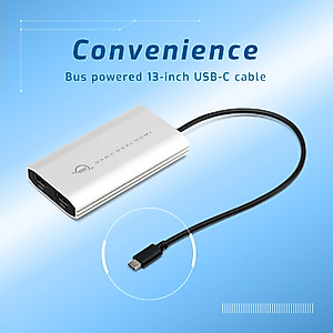 OWC USB-C to Dual HDMI 4K Display Adapter with DISPLAYLINK for Apple M1 Mac or Any Mac or PC with USB-C or Thunderbolt