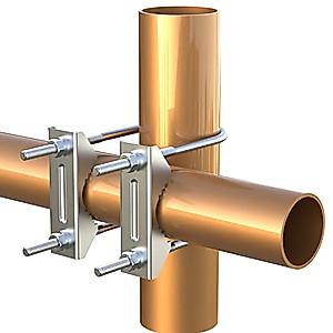 Aimeboost 2 PCS Stainless Steel Antenna Mount Clamp U-Bolt Mounting Hardware Antenna Mast Clamp V Jaw Bracket Accessories for TV CB Ham Outside Home Antenna Double Pipe-Mounting