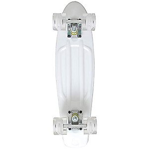 ANNEE 22 Inch Skateboard Complete Mini Cruiser Retro Skateboard with Colorful Light up Wheels for Kids Boys Youths Teens Adults (White, 22 Inch)