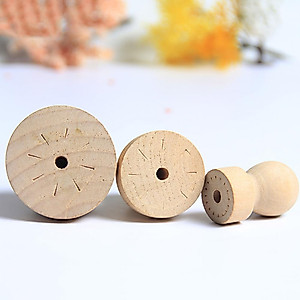 Healifty 5pcs 2.5cm Stamp Wooden Round Handle DIY Stamp Wood knobs,Drawer pulls and knobs for Scrapbooking Craft Card Diary