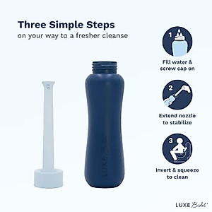 LUXE Bidet Portable Travel Bidet - 450-mL Capacity, Non-Slip, Ergonomic Bottle with Retractable Nozzle and High-Quality Storage Bag