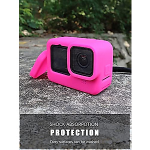 Lammcou Camera Silicone Case Compatible with Gopro Hero 10 9, Soft Protective Sleeve Case & Screen Protector & Armband & Lens Cap for Hero 10 9