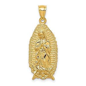 Jewelry Stores Network Religious Figure Our Lady of Guadalupe Pendant in Real 14k Yellow Gold 27x14mm