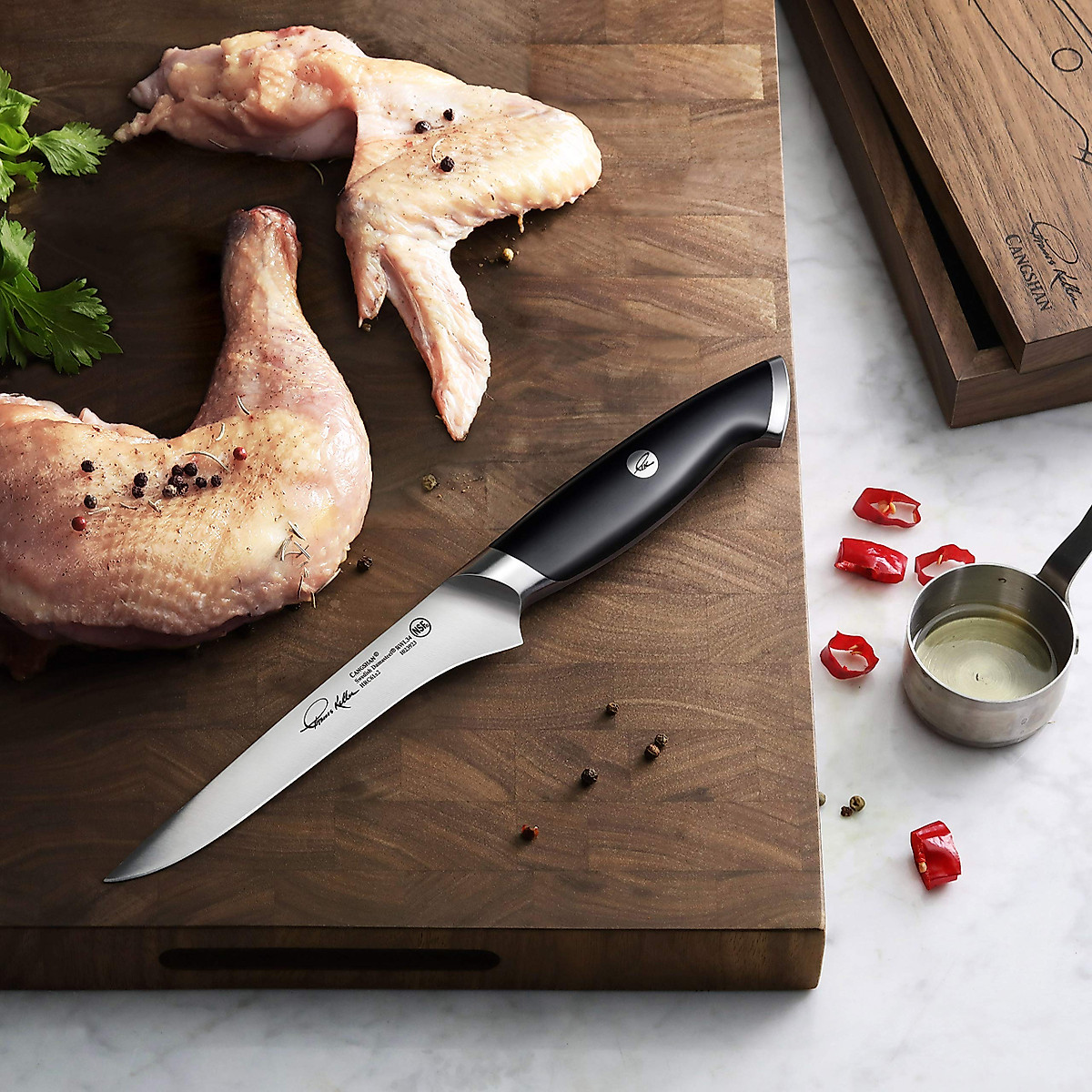 Cangshan Thomas Keller Signature Collection Swedish Powder Steel Forged, 6-Inch Boning Knife, Black