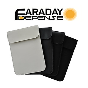 RFID Privacy Bag Black Genuine Leather X-Large Faraday Cage 4.5 x 6.5 Cell Phone, Hard Drive, Key Fob Protection Anti-Tracking Anti-Spying GPS RFID Signal Blocker Pouch Case