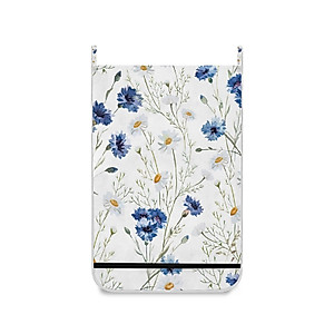 ElliTarr Door Hanging Laundry Hamper Bag with Free Adjustable Stainless Steel Hooks Dirty Clothes Hamper Extra Large Over the Door Laundry Hamper White Floral Daisy 29.5X20inch 1 PCS