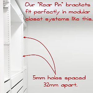 Desunia Closet Rod Support Flanges with Rear Pin | Heavy Duty 32mm Diameter Clothes Pole End Sockets for Wardrobes | Polished Chrome | 4 Pack