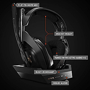 ASTRO Gaming A50 Wireless + Base Station for Xbox One & PC - Black/Gold (Renewed)