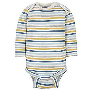 Gerber Baby Boys' 6-Pack Long-Sleeve Onesies Bodysuit, Dinosaur Blue, 12 Months