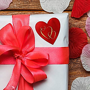 Easykart 500 Red Heart Shape Stickers with Special Gold Foiling, 1.5" Size | 3 Different Designs in one roll | Suitable for Anniversary Love Theme Party Decorations, Valentine's Day Gifting…