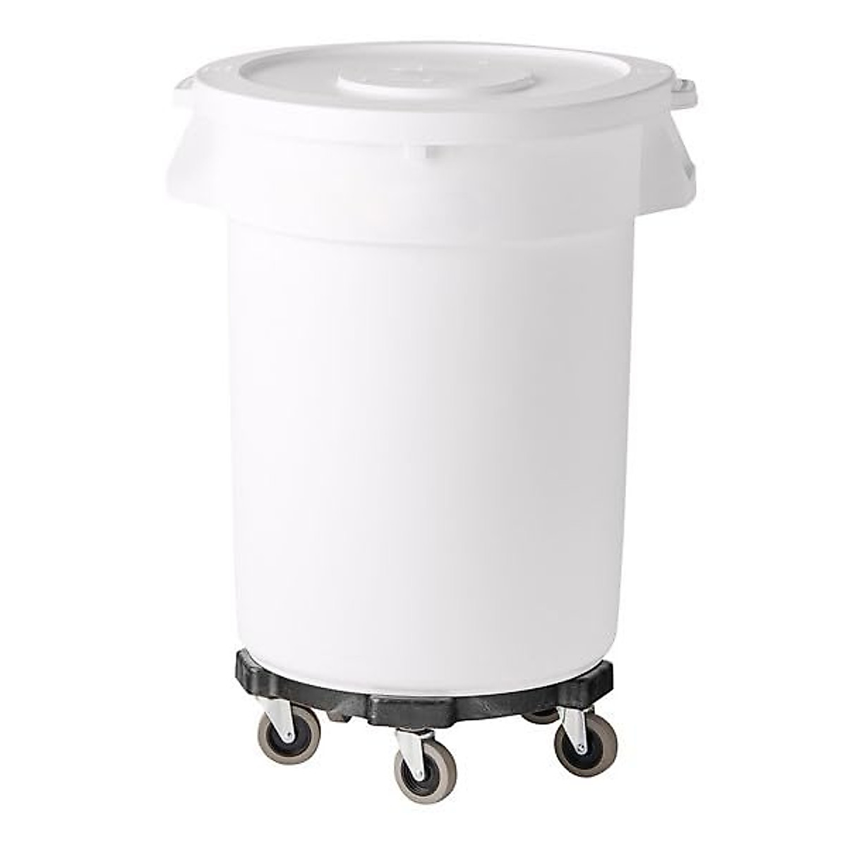 Commercial Round Trash Can Dolly with Wheels for 20, 32, 44, and 55 Gallon Trash cans Brut Trash Can Dollies with Wheels, HDPE Heavy-Duty Plastic Garbage Can Base Made in America. Pack of 2 (2)