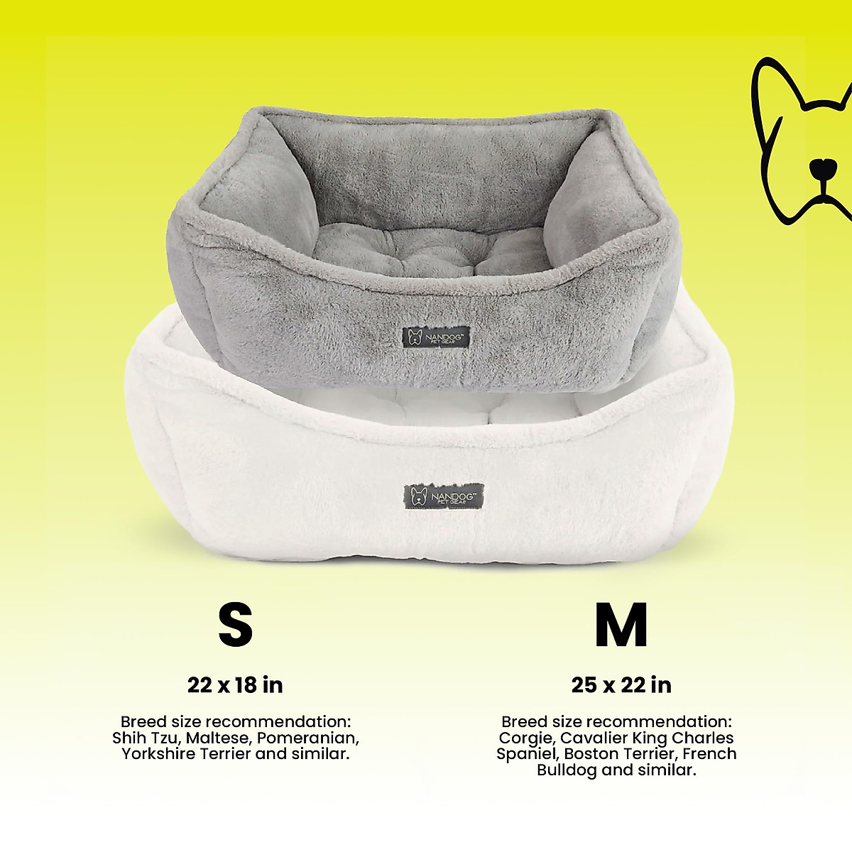 NANDOG Super Cloud Reversible Pet Bed in Light Grey - Ultra Soft Micro Plush Fabric - Cozy & Modern Design - Perfect for Cats & Small/Medium Dogs