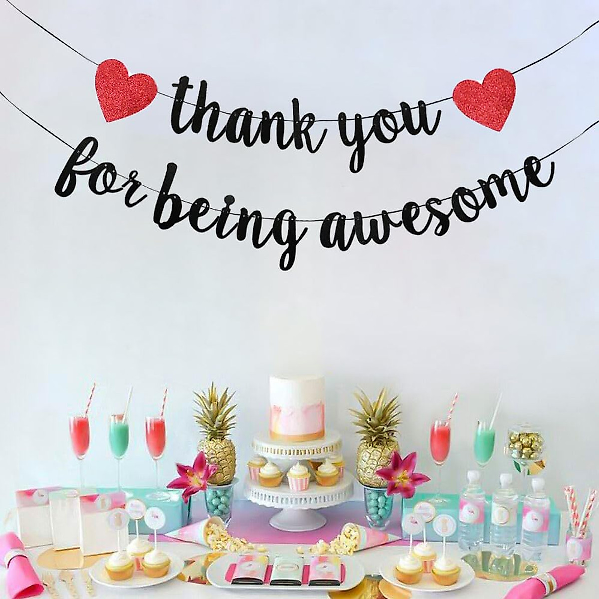 TENNYCHAOR Thank You for Being Awesome Banner, for We Will Miss You Banner,Birthday,Graduation,Retirement Farewell Going Away Party Decorations.(black)