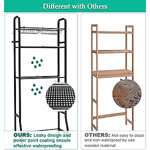 Khordin Over The Toilet Storage Shelf for Bathroom, 3-Tier Above Toilet Rack Bathroom Organizer with Adjustable Shelves and Hanging Hooks, Easy to Assemble & Space Saving, Black