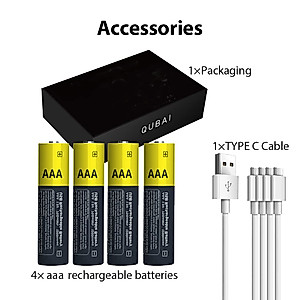 Type-C Lithium Rechargeable Batteries AAA, 1.5V USB Li-Ion AA Battery, Rechargeable, 750mWh with Type C Charging Cable, Quick Charge in 2 Hours, (Pack of 4) (4AAA)