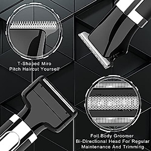 SURKER Body Trimmer Mens Electric Back Shaver Body Grooming kit Facial,Arm,Chin Beard Trimmer Cordless Hair Clipper with Adjustable Extension Handel Waterproof