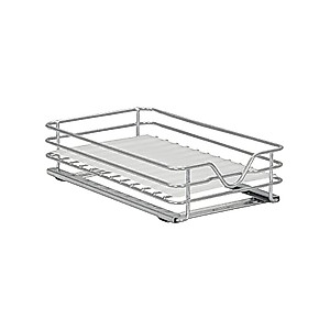Household Essentials Nickel Glidez Brushed Pull Out Spice Rack Organizer, 6 Inches Wide, 6"