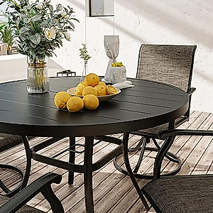 VICLLAX 5-Piece Outdoor Patio Furniture Dining Set, All-Weather Outdoor Swivel Chairs and Round Patio Dining Table, 42" Black