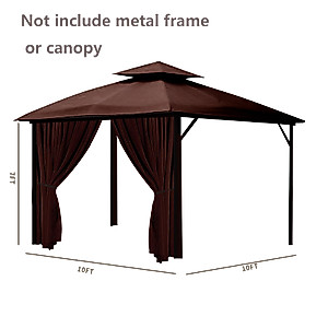 AONEAR Gazebo Privacy Curtain with Zipper Side Wall Universal Replacement for 10' x 10' Gazebo, Patio, Outdoor Canopy, Garden and Backyard,Coffee Brown (1-Panel Curtain Only)