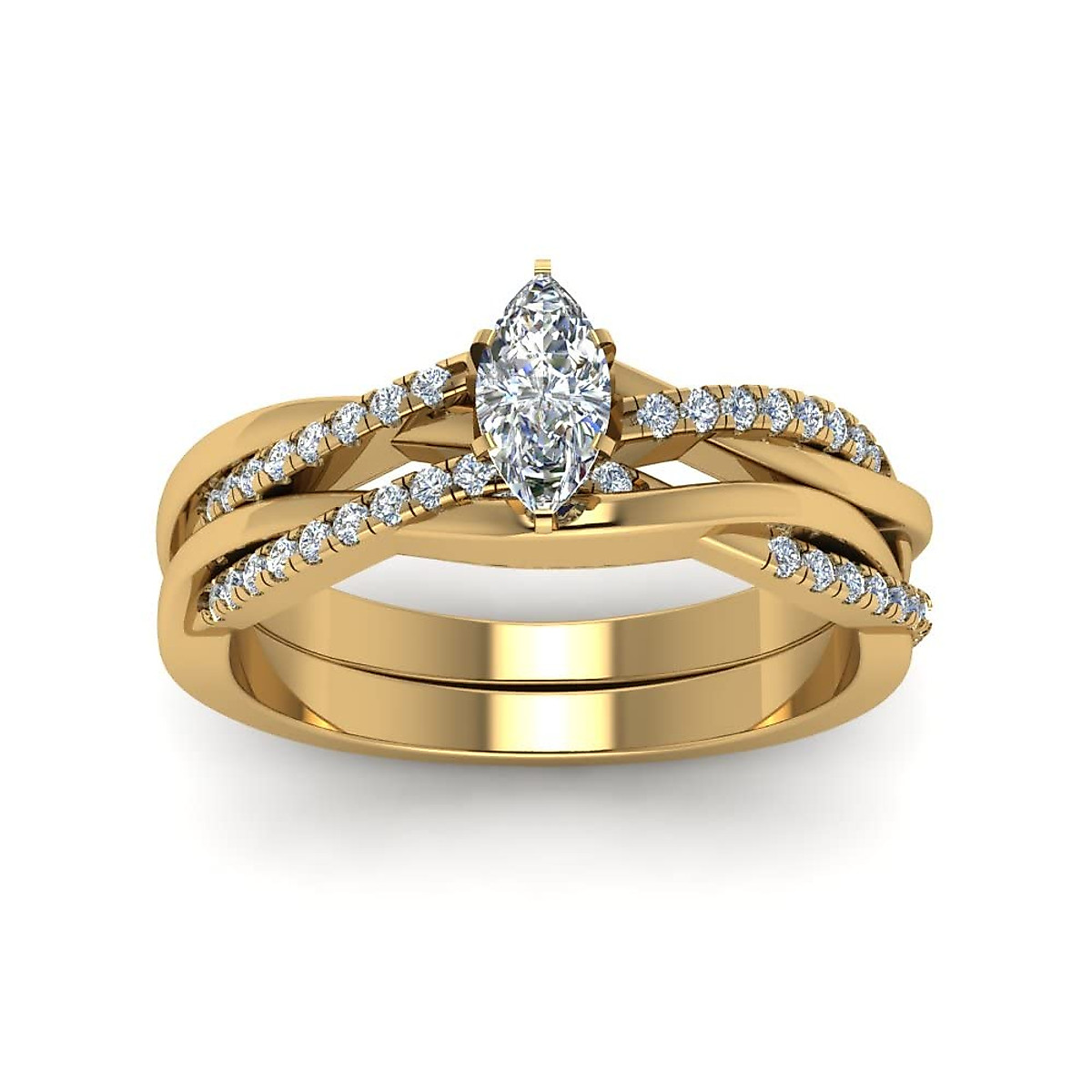 SISGEM 10K 14K 18K Gold Marquise Cut Moissanite Engagement Rings Set,1.84/2.84 CTW Infinity Twist Rings Set for Women Wedding Engagement Anniversary Bands Set Free Engraved (14K-1.84 cttw.)