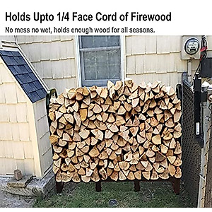 Artibear Firewood Rack Stand 4ft Heavy Duty Logs Holder for Outdoor Indoor Fireplace Metal Wood Pile Storage Stacker Organizer, Matte Black