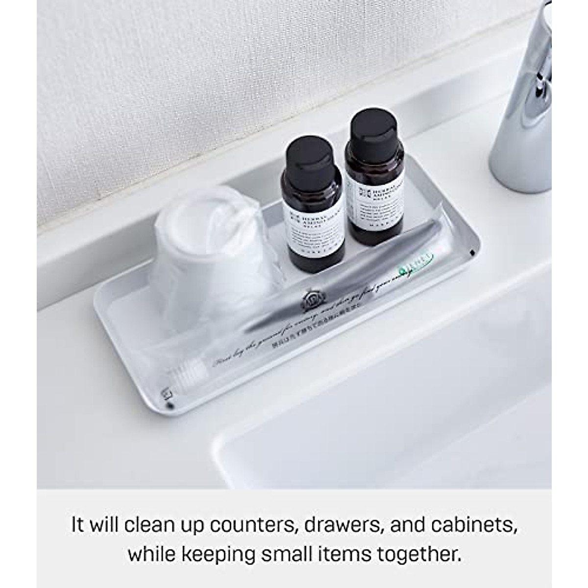 YAMAZAKI home Tower Amenity Tray L White, Flat