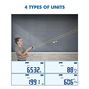 3-in-1 Digital Laser Tape Measure, ACEGMET 131Ft Laser Measurement Tool & 16Ft Measuring Tape with Digital Screen, Ft/Ft+in/in/M Unit Switching and Pythagorean Mode, Measure Distance, Area and Volume