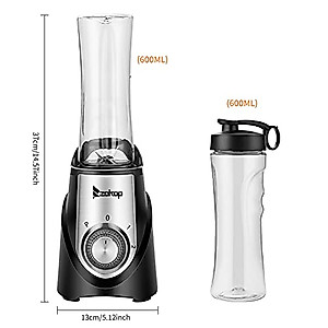 Personal Blender for Shakes, Portable Smoothie Makers, Food Prep,and Frozen Blending with 120V Voltage 350-Watt Base,600ml Mini Travel Blender Juicer for Kitchen