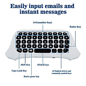 Mcbazel Mini Game Keyboard 2.4G Receiver Wireless Chatpad Message with 3.5MM Audio Jack for Xbox One/ Xbox One X/ Xbox One S/ Xbox Series X/ Xbox Series S - White