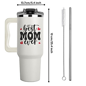 Christmas Gift for Mom - Best Mom Ever Coffee Tumbler 40 Oz With Handle and Straw, Mama Tumbler, Best Mom Ever Mug, Mom Birthday Present, Mama Cup, Mothers Day Gift Tumbler, Moms Christmas Gift Ideas