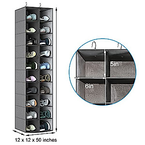 Libeder Hanging Shoe Organizer for Closet, Hanging Closet Organizers 20 Section Shoe Shelves, Space Saving Shoe Holder & Storage, Grey, 12''W×12''Dx 50''H