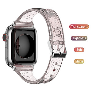 Compatible with TOOBUR Smart Watch Band, Lamshaw Women, Soft Silicone Glitter Clear Sport Strap Compatible with TOOBUR IDW13 1.8" Smart Watch/TEMINICE IDW13 1.8" Smart Watch/VRPEFIT IDW13 1.8"