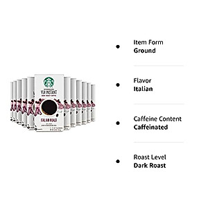Starbucks VIA Instant Coffee Dark Roast Packets — Italian Roast — 100% Arabica - 8 Count (Pack of 12) - Packaging may vary