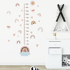 Baby Growth Height Chart, Rainbow Stickers Wall Chart Peel and Stick Nursery Ruler Wall Decals for Kids