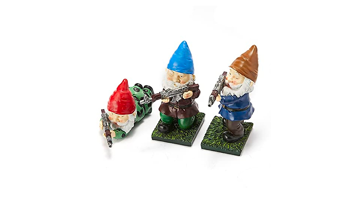 Military Soldier Garden Gnomes Set of 3 | Patriotic Yard & Garden Decor