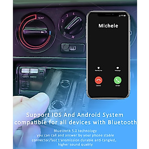 Car Audio Bluetooth Wireless Cassette Receiver, Bluetooth 5.0 Car Audio Stereo Cassette Vehicle Tape Converter Cassette Work While Charging Support TF Card