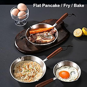 Luqeeg Stainless Steel Frying Pan, Mini Non Stick Fry Egg Pan, Compatible with Induction Stoves, Gas Stoves, Skillet with Ergonomic Handle for Household & Restaurant (16CM)