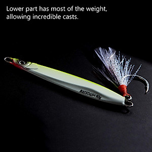 BASSDASH STIX Casting Jig Lure Vertical Slow Jigging Lures 1.4oz 2.1oz with Mustad Hooks 2/0 3/0 for Saltwater Freshwater Kayak Boat Shore Fishing, 3-Pack (3-Pack (CFR), 60 Grams (2.1 oz))