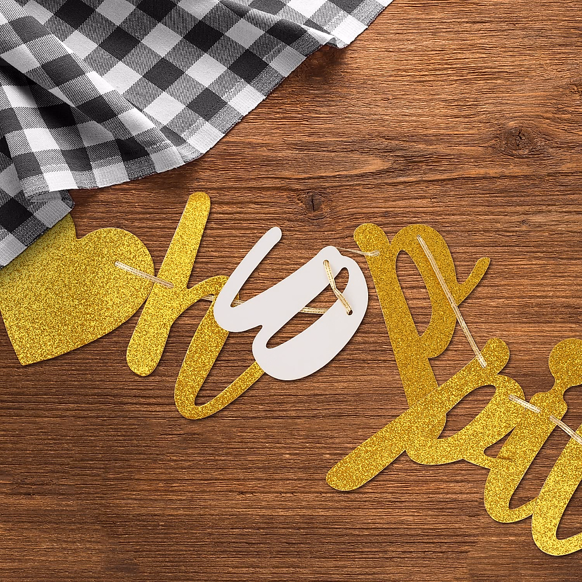 LINGTEER Happily Ever After Gold Glitter Bunting Banner - Cheers to Wedding Anniversary Bride to be Engagement Party Backdrop Decorations.[Pre - Strung]